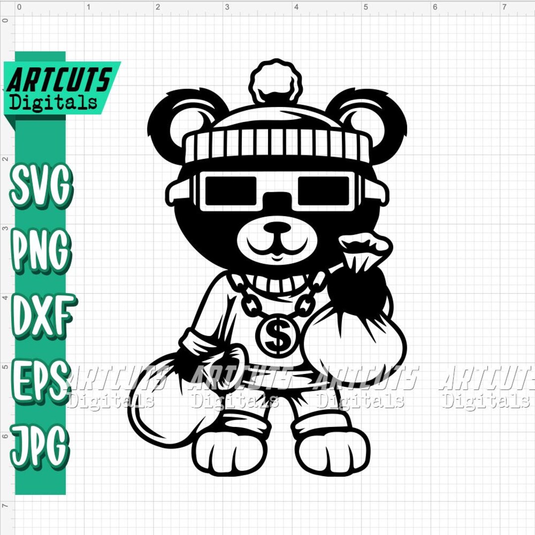 Teddy Svg, Moneybag Svg, Rich Teddy Clipart, Teddy Bear Cutfile, Hippie ...