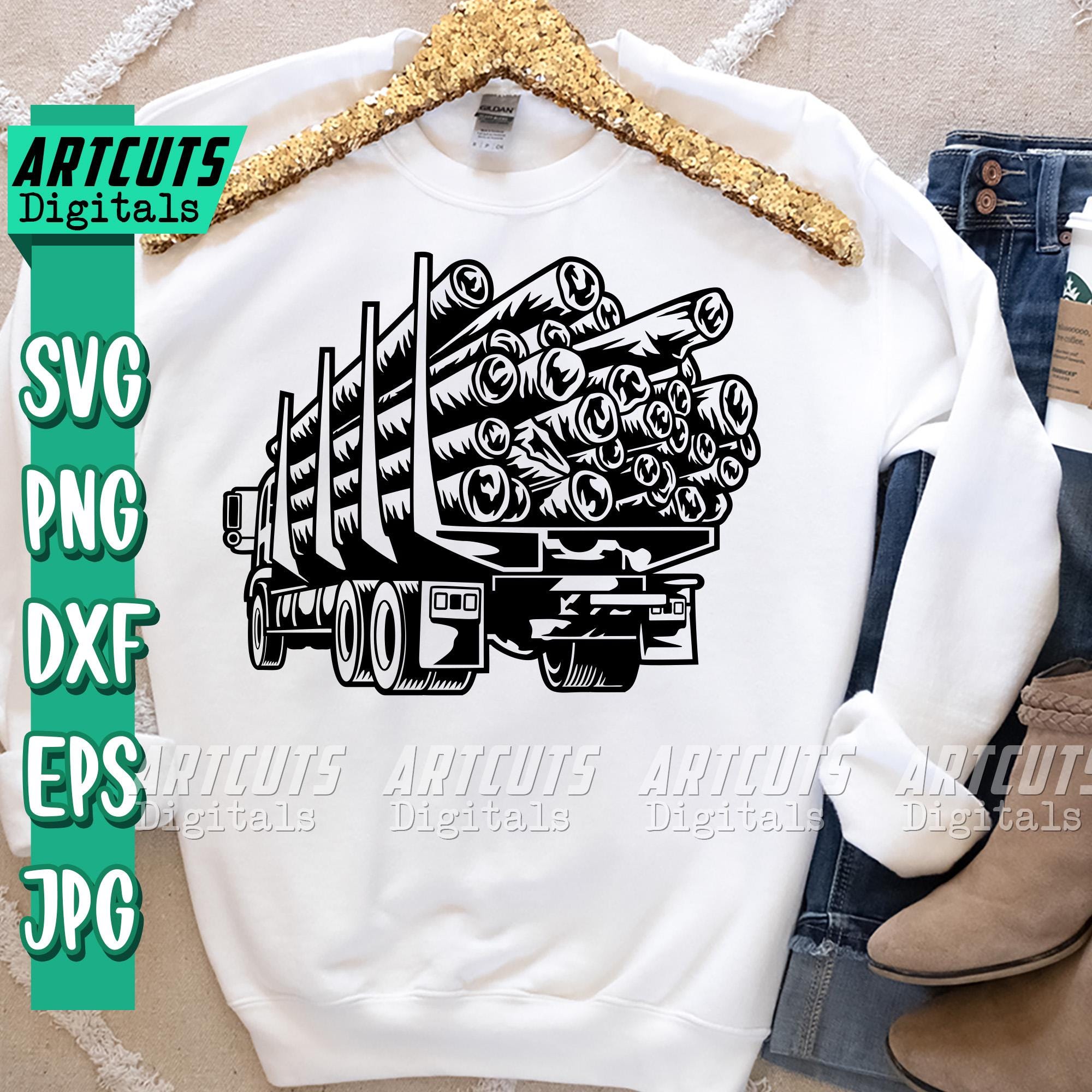 Truck Svg, Logging Truck Svg, Log Truck Svg, Truck Driver Dad Clipart ...