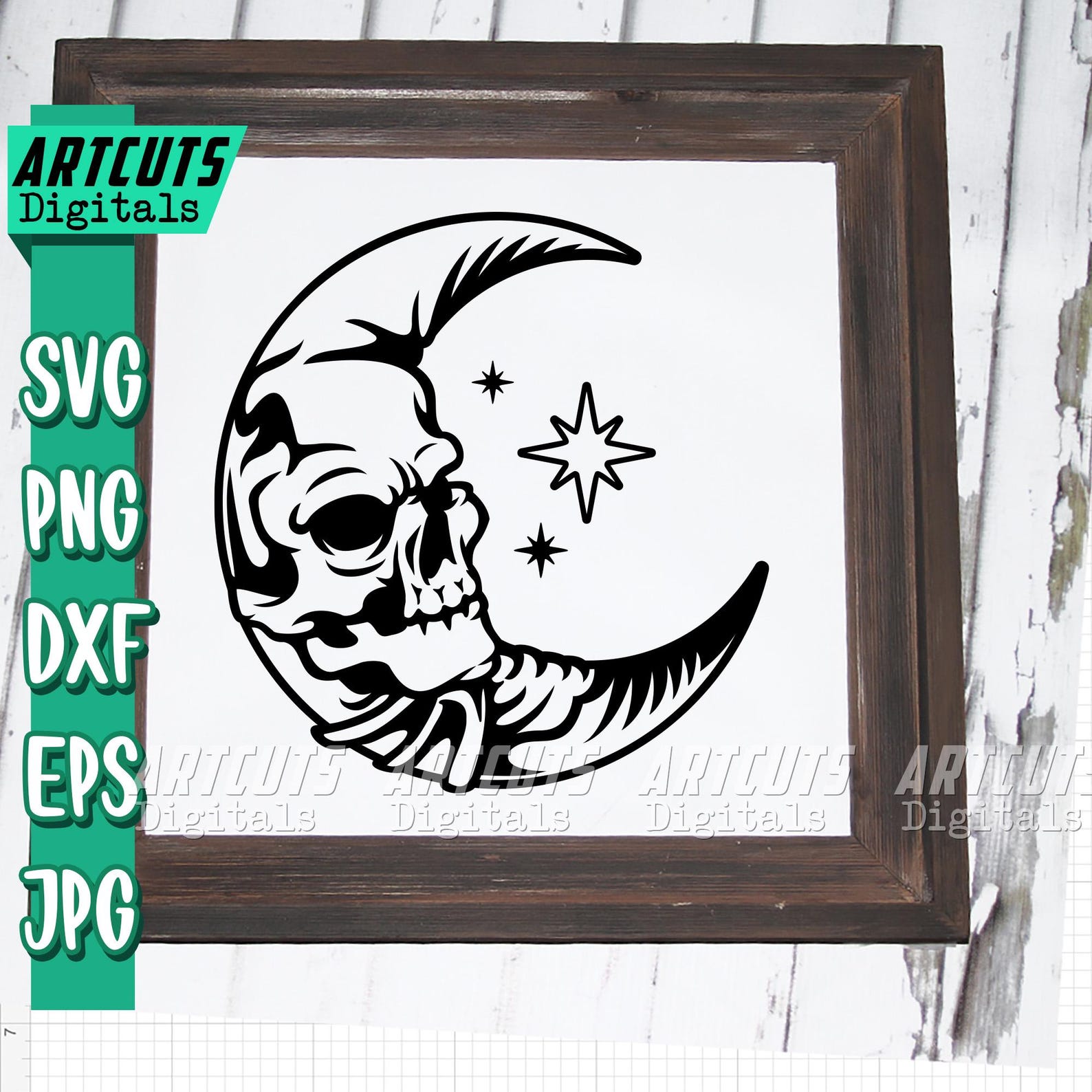 Moon Svg, Skull Moon Clipart, Moonshine Dxf, Night Time Cutfile, Night ...
