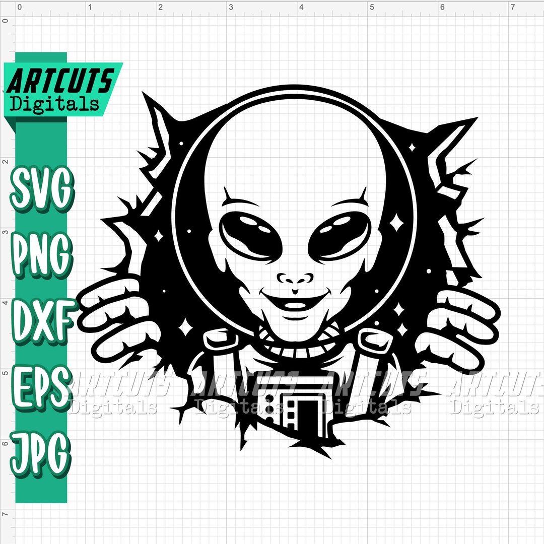 Alien Svg | Green Man Cutfile | UFO Clipart | Outer Space Dxf | Alien ...