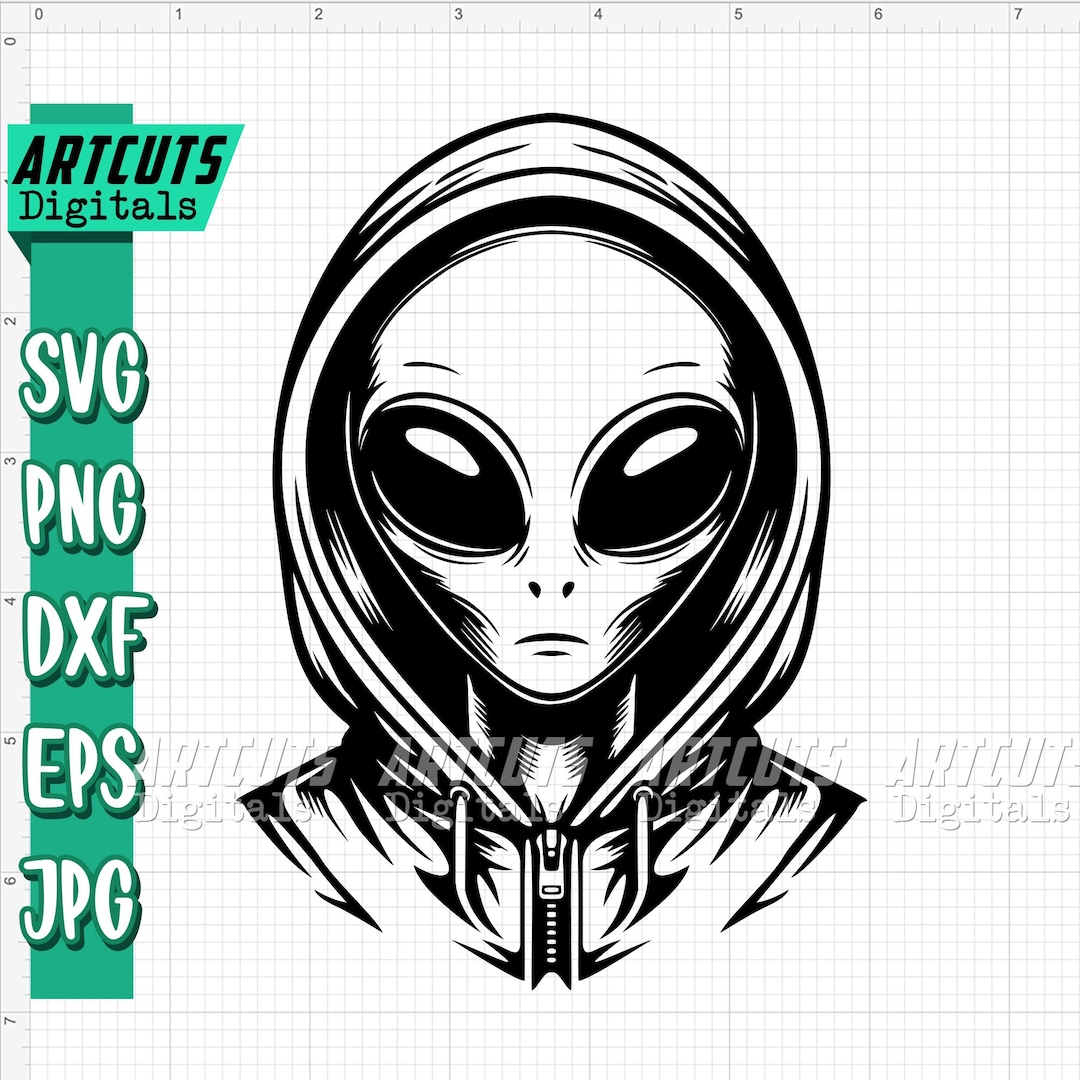 Alien Svg, Alien in Hoodie Clipart, UFO Scene Cutfile, Outer Space Man ...