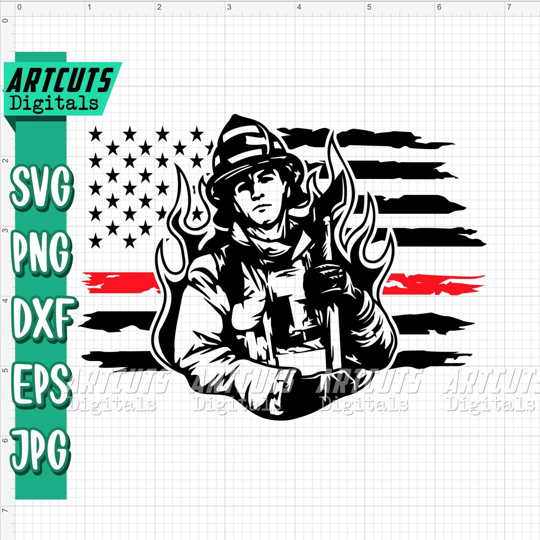 Firefighter Svg, Fireman Dad Clipart, Fire Fighter Cutfile, Red Thin ...