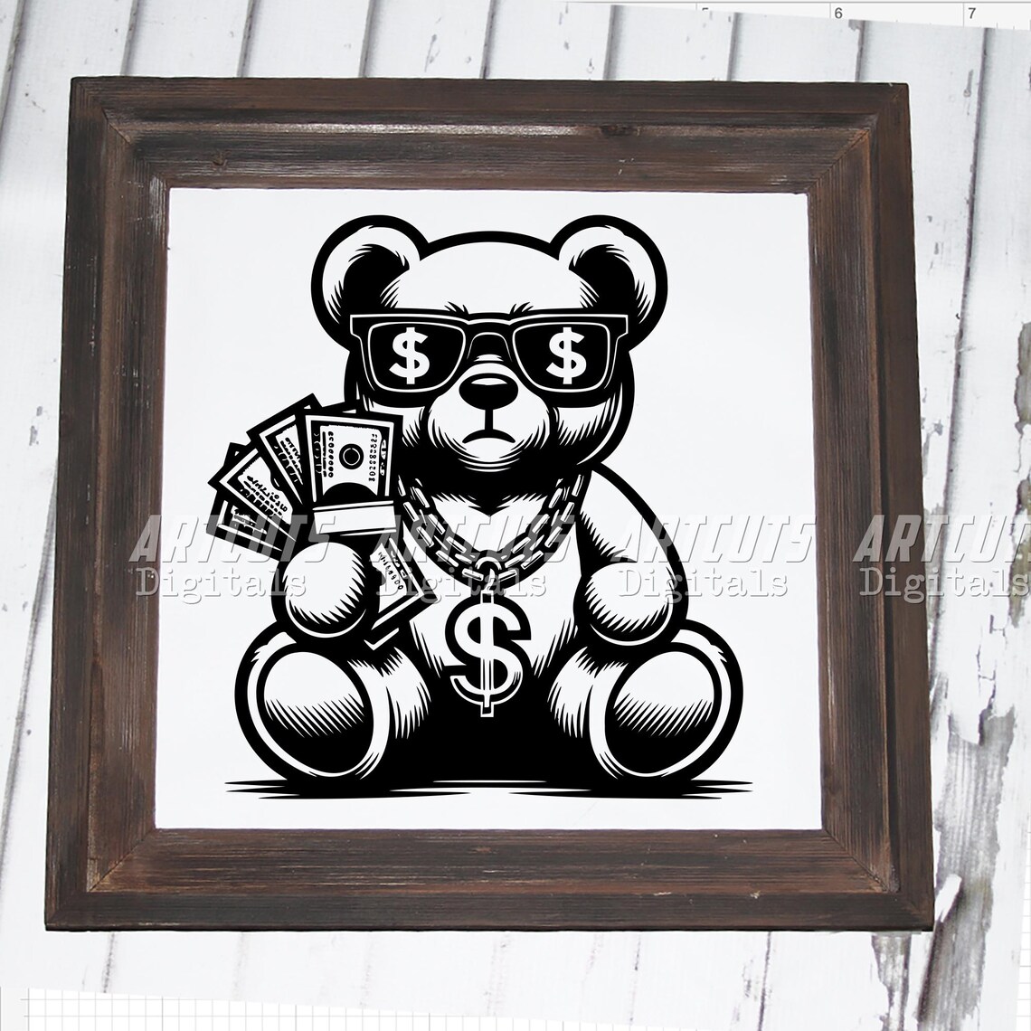 Rich Teddy Svg, Cute Teddy Bear Clipart, Moneybag Stencil, Cool Kid ...