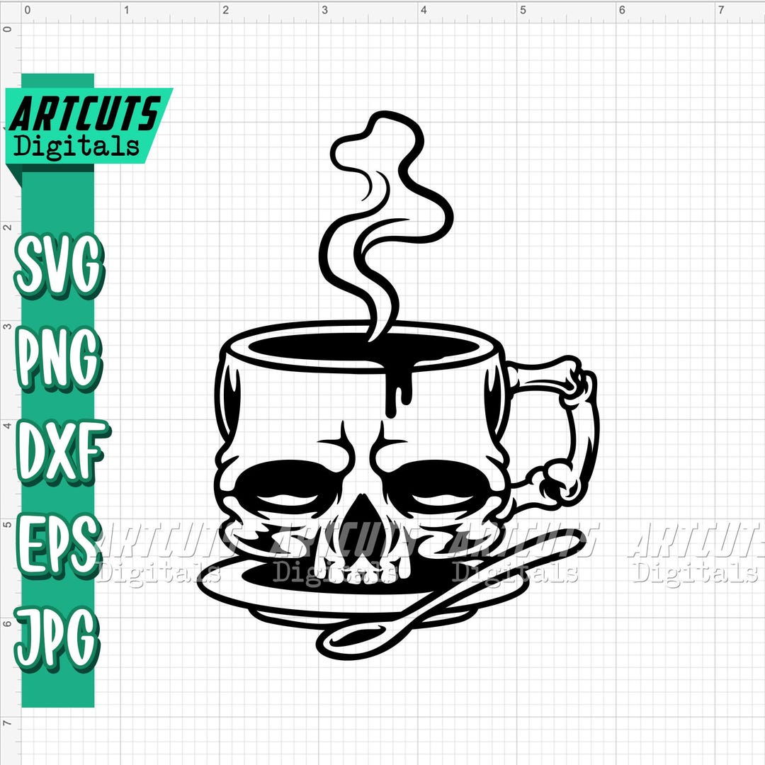 Coffee Svg | Skull Clipart | Coffee Skull Svg | Coffee Mug Cutfile ...