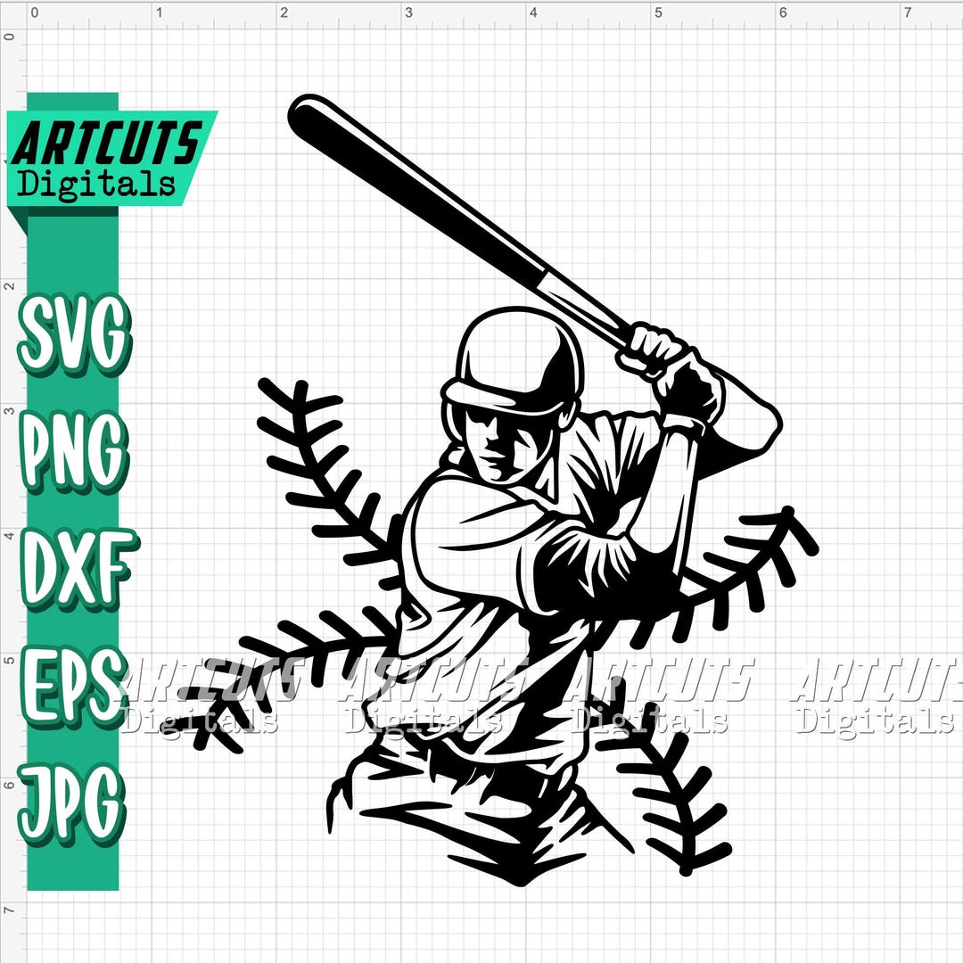 Baseball Svg, Baseball Player Clipart, Batter Cutfile, Baseball Bat ...