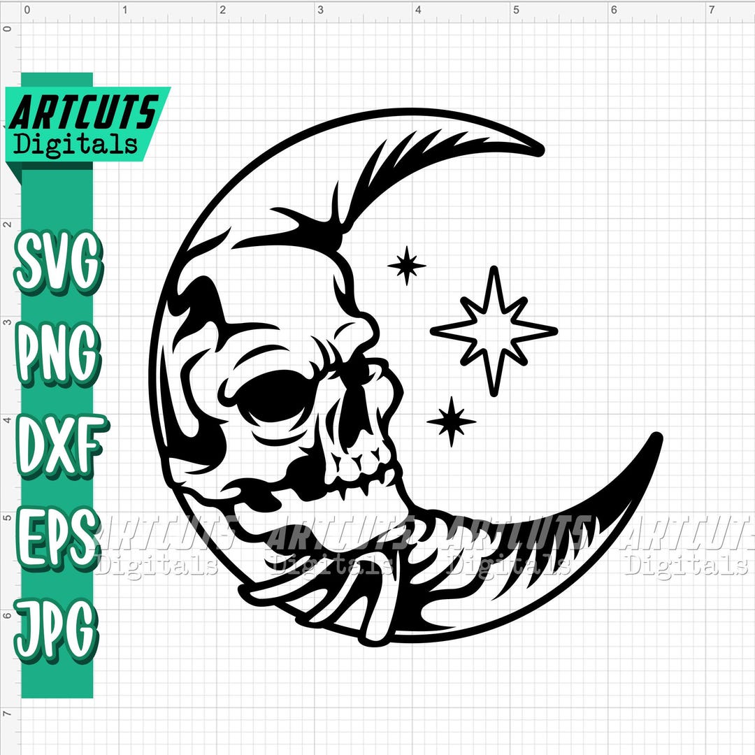 Moon Svg, Skull Moon Clipart, Moonshine Dxf, Night Time Cutfile, Night ...