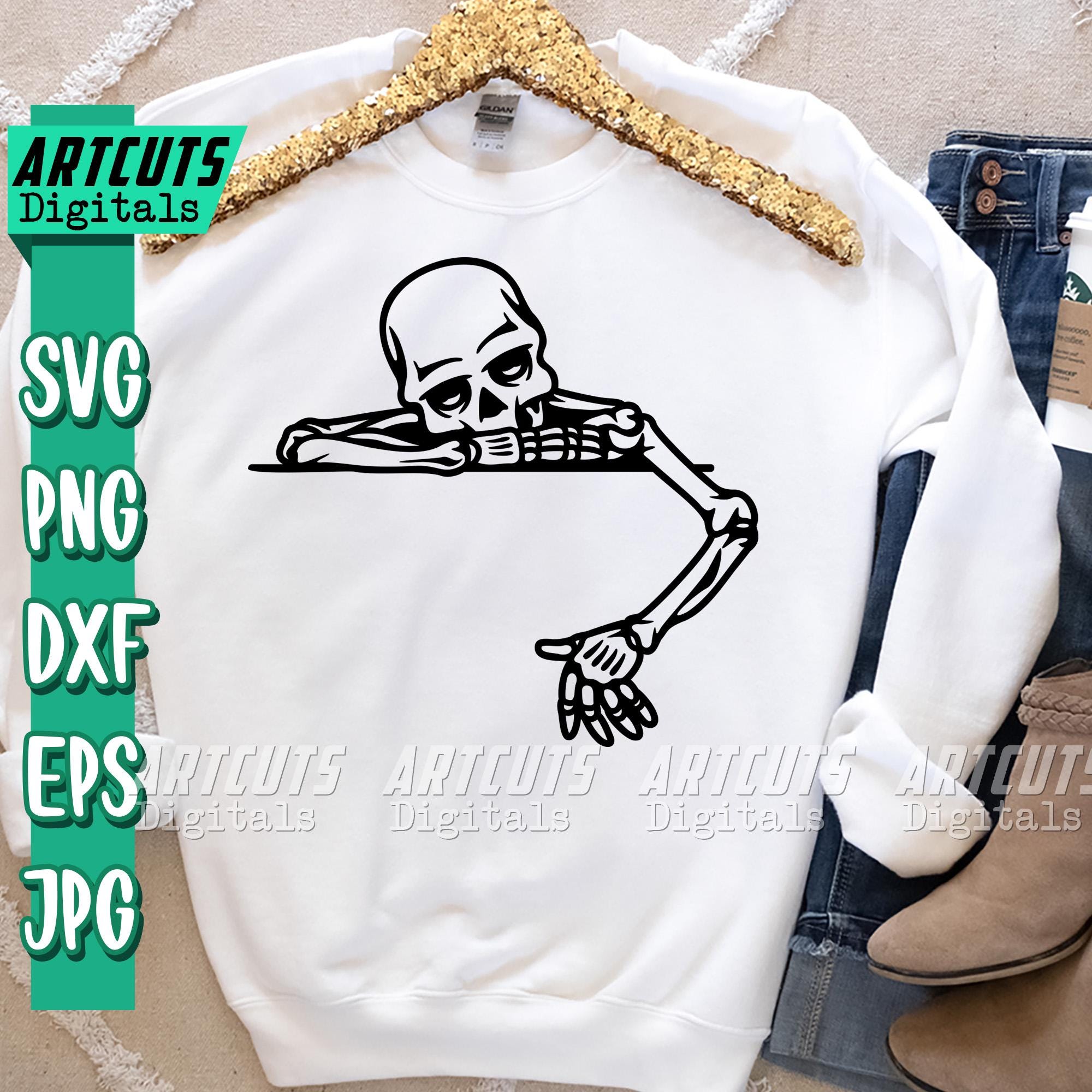 Skull Svg | Peeking Skull Svg | Skeleton Cutfile | Halloween Shirt Png ...