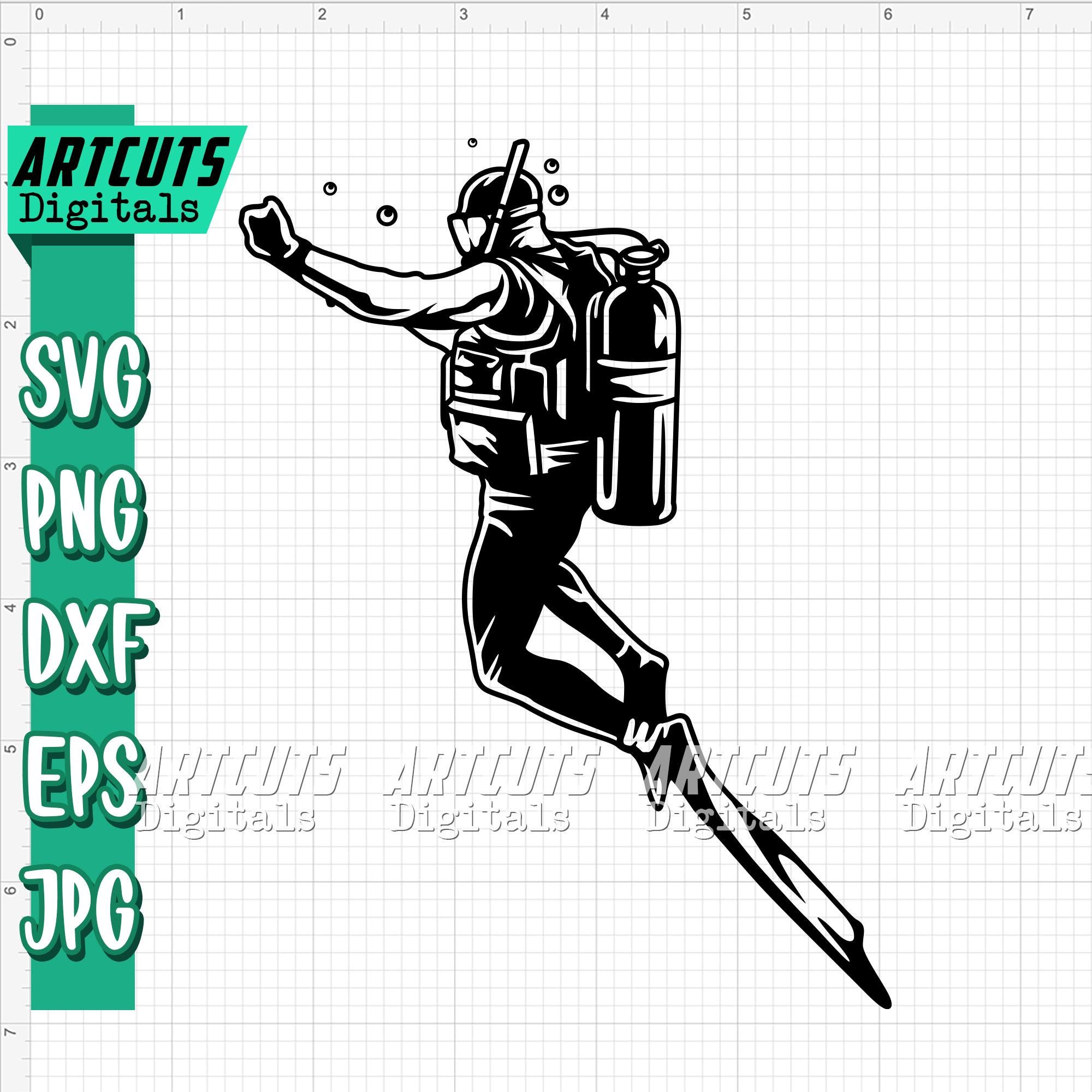 Scuba Diving Svg, Diver Dad Clipart, Underwater Dive Cutfile, Spear ...