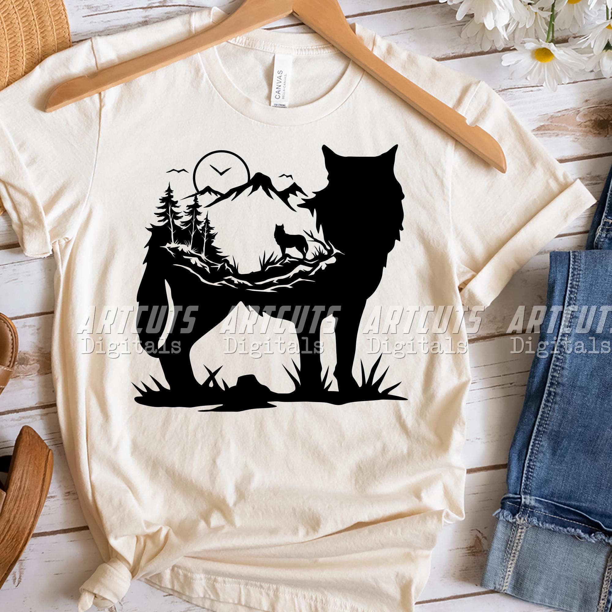 Wolf Svg, Wolves Svg, Wolf Scene Svg, Camping Clipart, Outdoor Cutfile ...