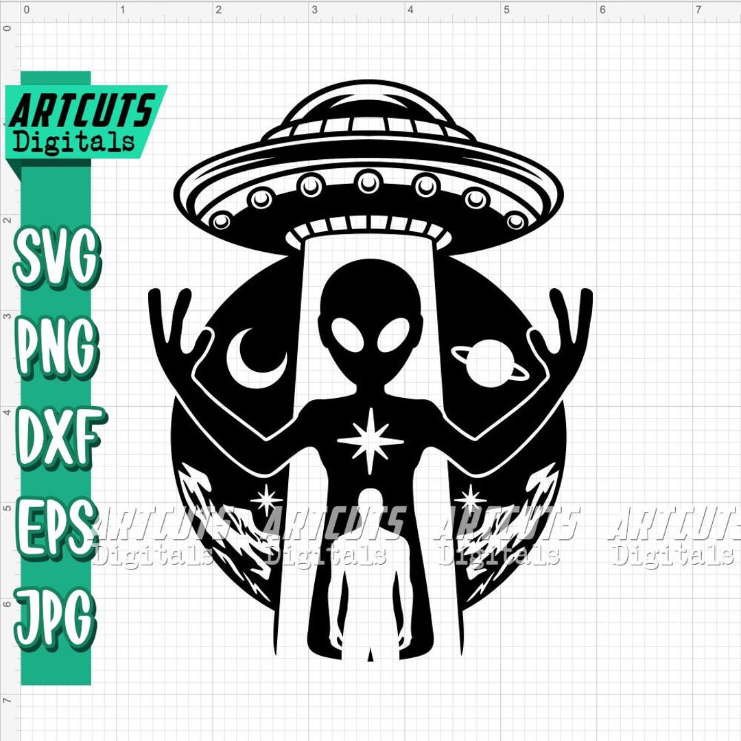 Alien UFO Svg, Outer Space Clipart, Spaceship Cutfile, Unidentified ...