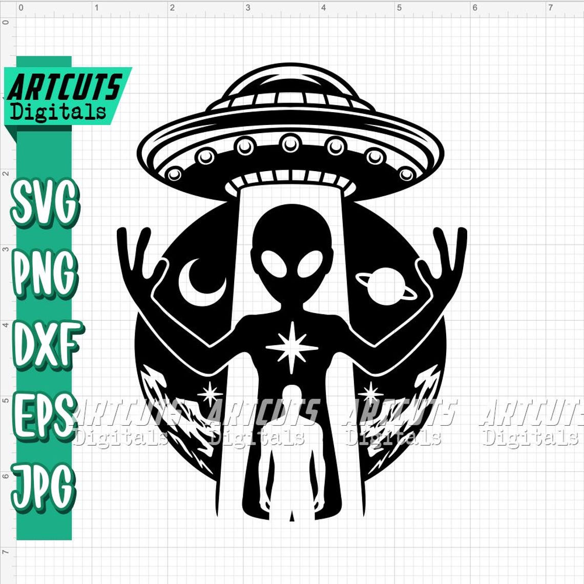 Alien UFO Svg, Outer Space Clipart, Spaceship Cutfile, Unidentified ...