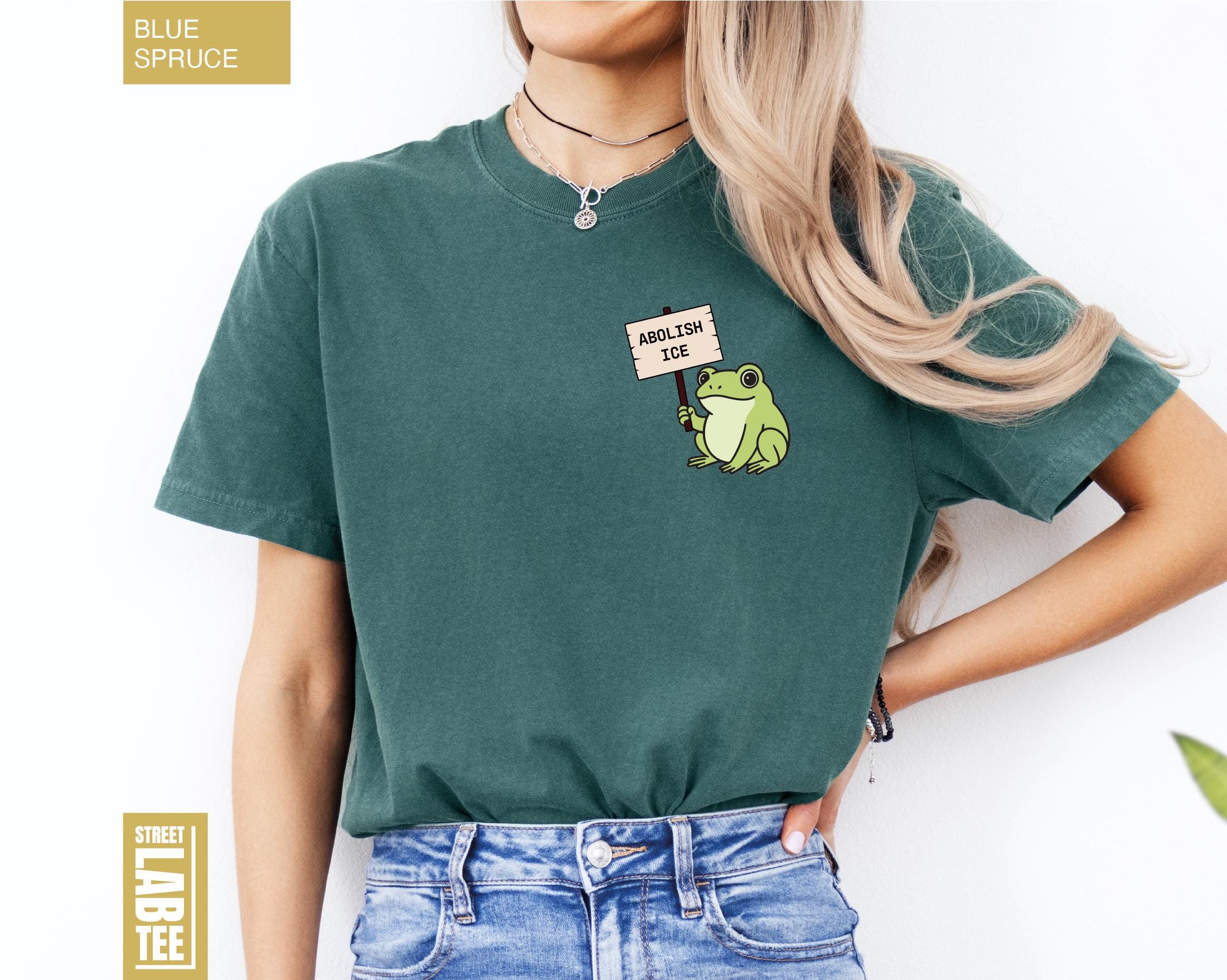 Abolish Ice Frog Comfort Colors Pocket Shirt, ICE Out of LA Protest ...