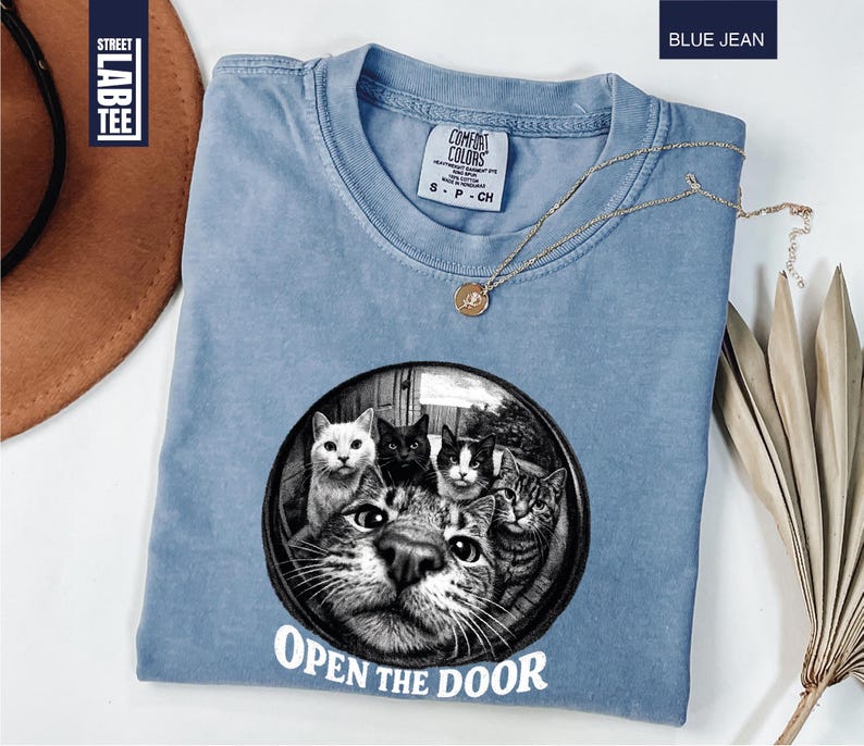 Cat Gang Comfort Colors® T-shirt, Open the Door Shirt, Sarcastic Cat ...
