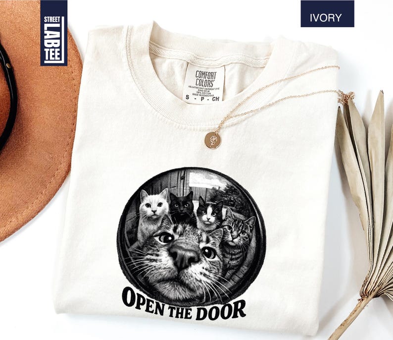 Cat Gang Comfort Colors® T-shirt, Open the Door Shirt, Sarcastic Cat ...