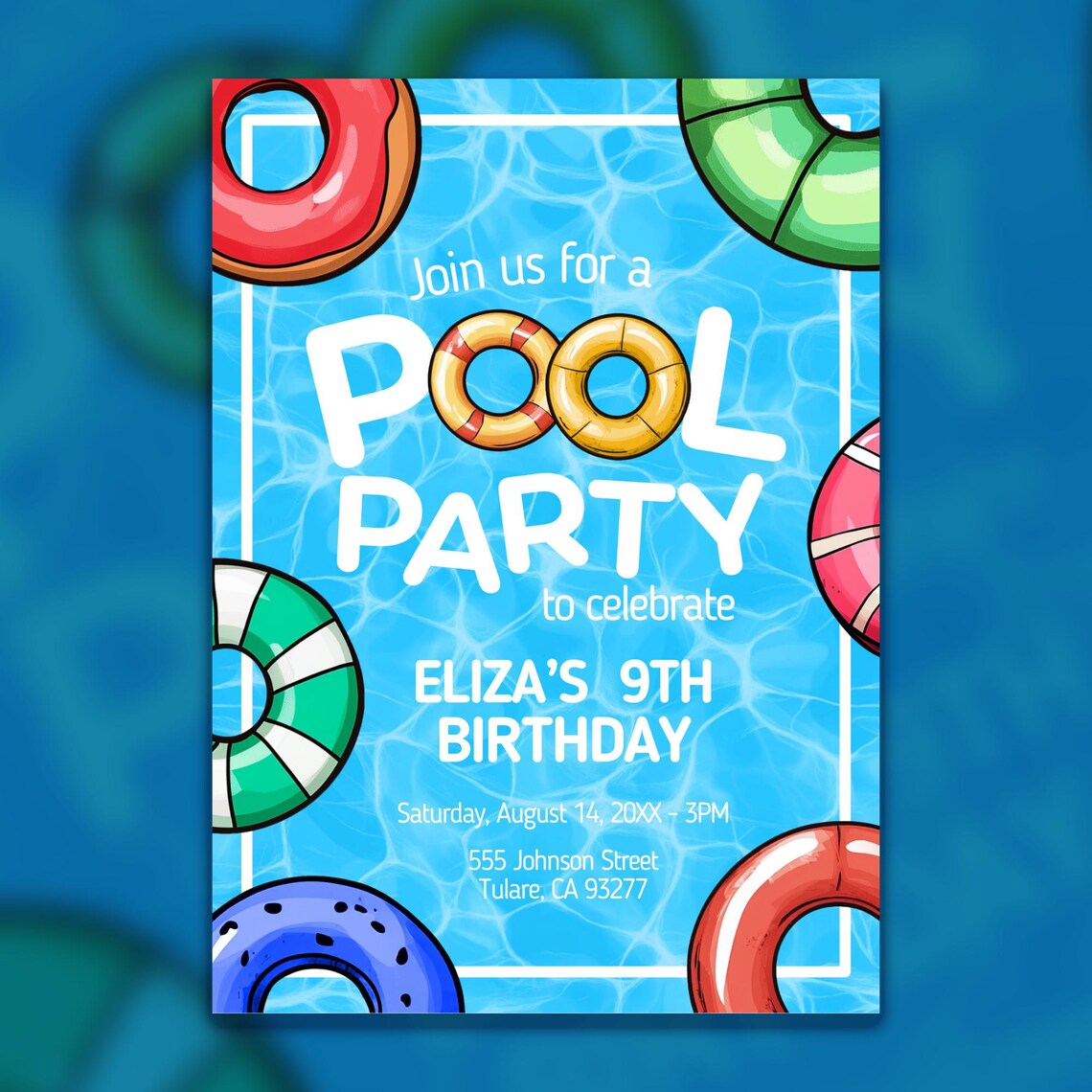 Editable Pool Party Birthday Invitation Template | Summer Swim Party ...