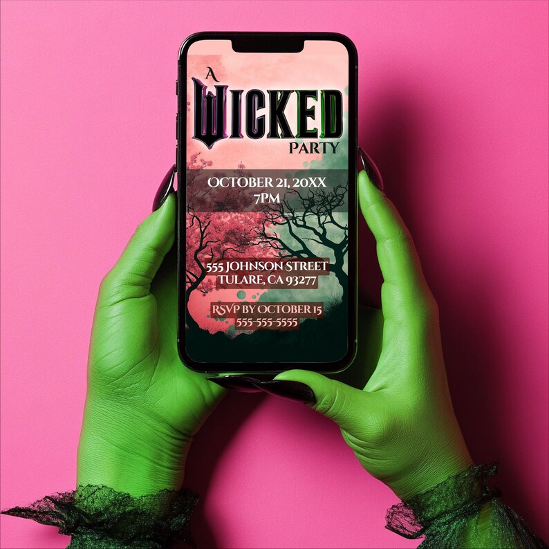 Wicked Party Invitation | Pink and Green Wicked Party Template ...