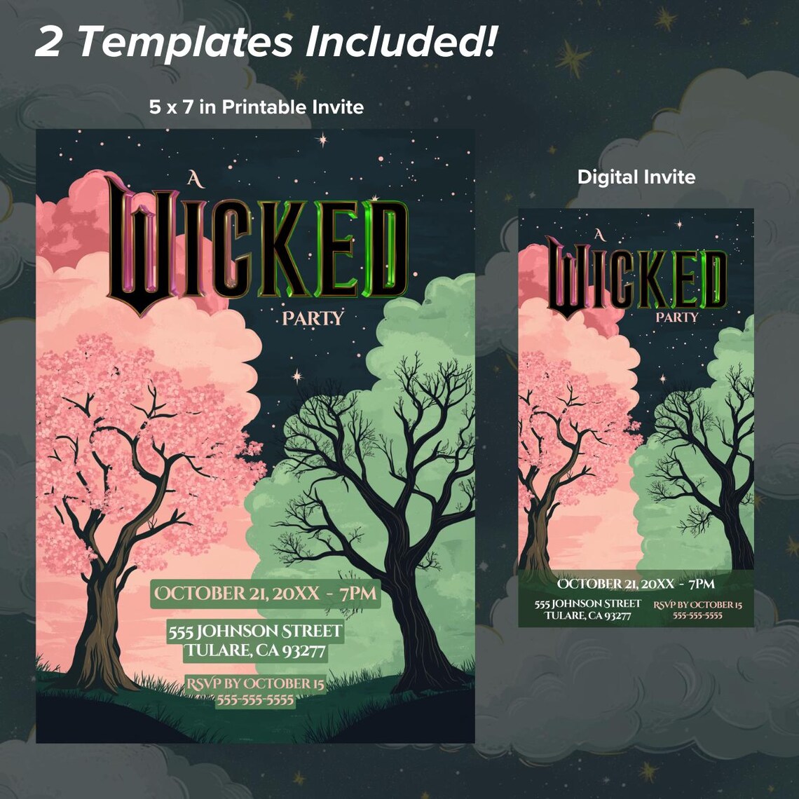 Wicked Party Invitation | Pink and Green Wicked Party Template ...