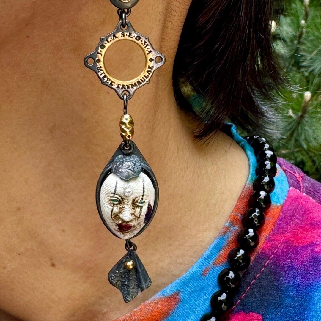 Pierrot Venetian Mask Handmade Earrings,antique Italian Style Silver ...