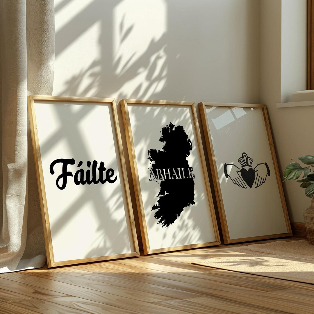 Irish Prints, Set of 3, Abhaile, Failte, Claddagh Wall Art, A3, A4 - Etsy