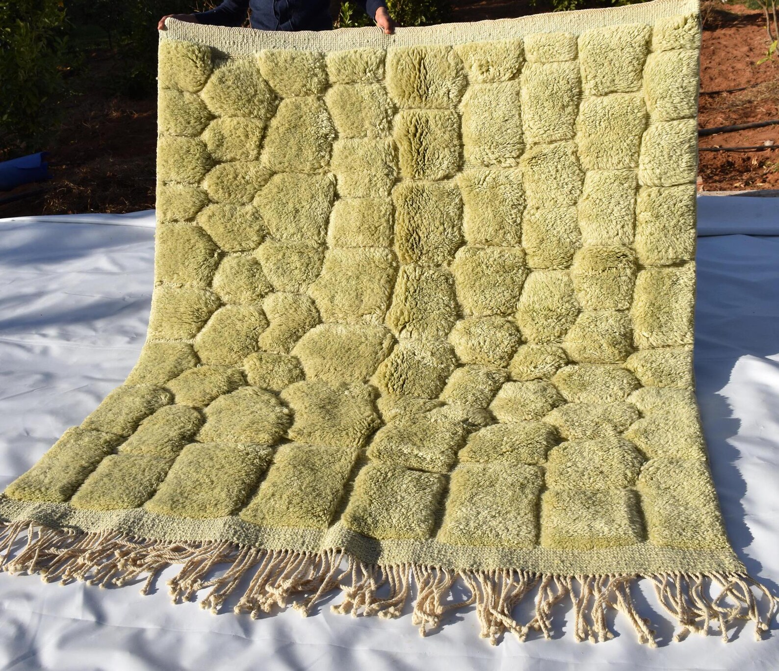 Green Beni Ourain Rug Modern Moroccan Rug Custom Moroccan Handmade area ...