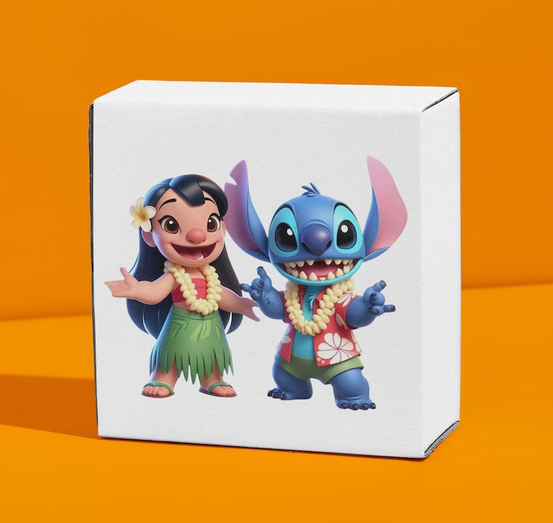 Lilo and Stitch Dressed in Hawaiian Attire With Leis - Etsy