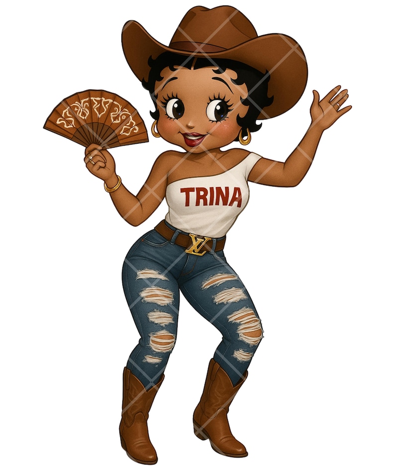 Cowgirl Trina With Her Boots and Fan - Etsy