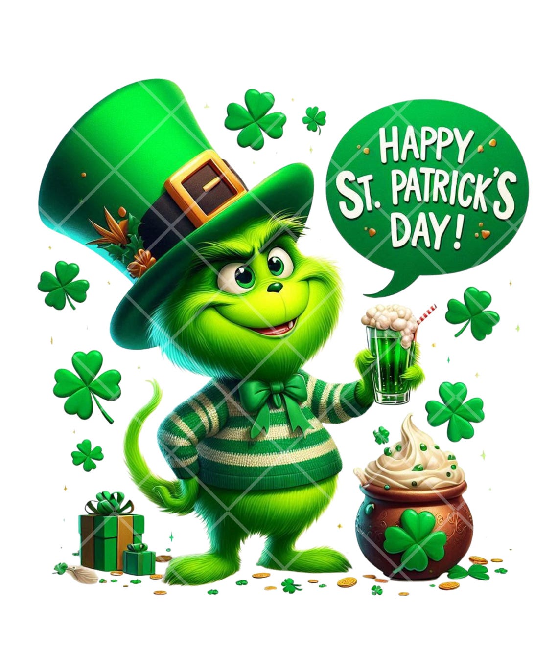 St Patrick's Grinch With a Drink - Etsy
