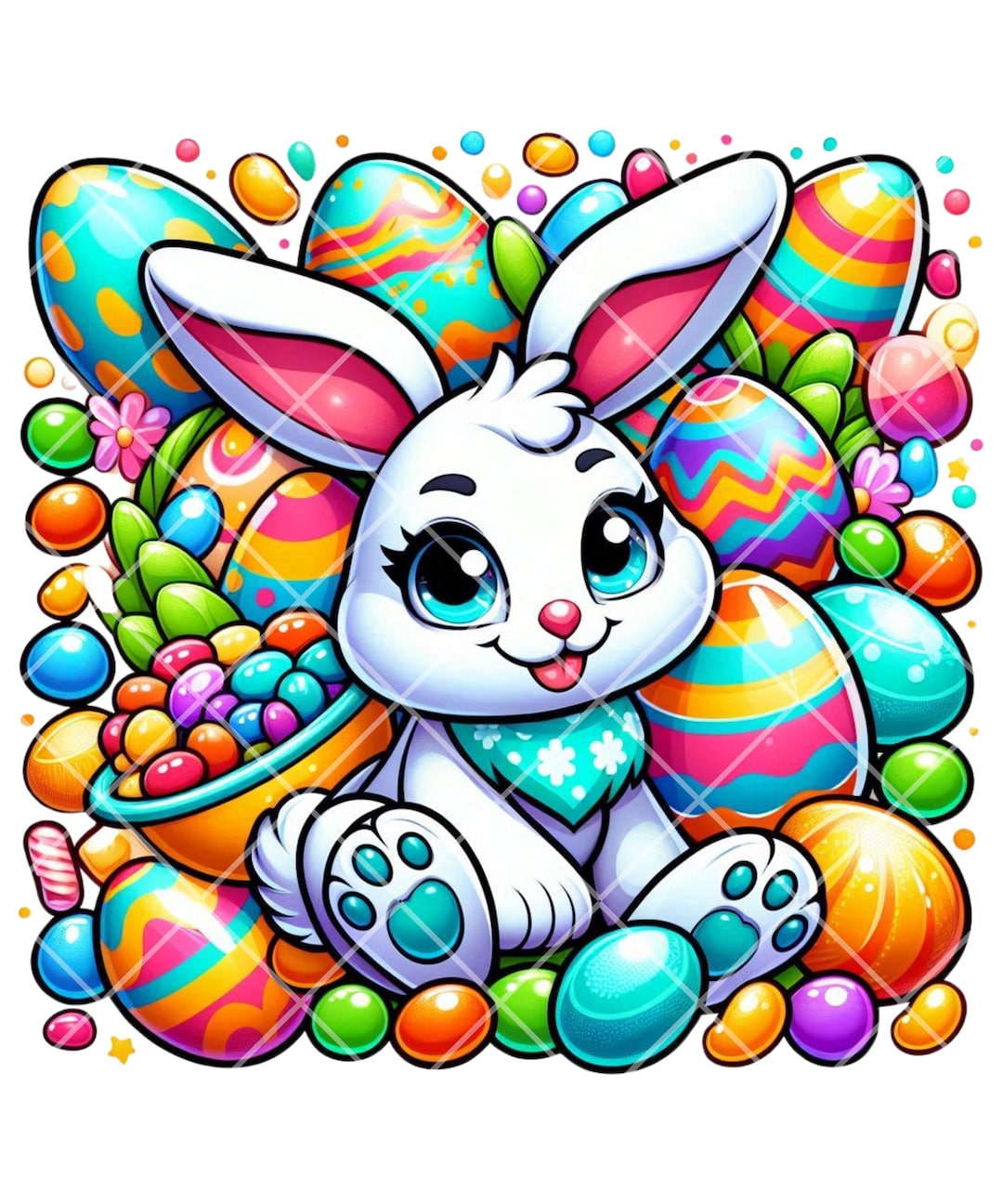 Easter Bunny With Eggs Etsy