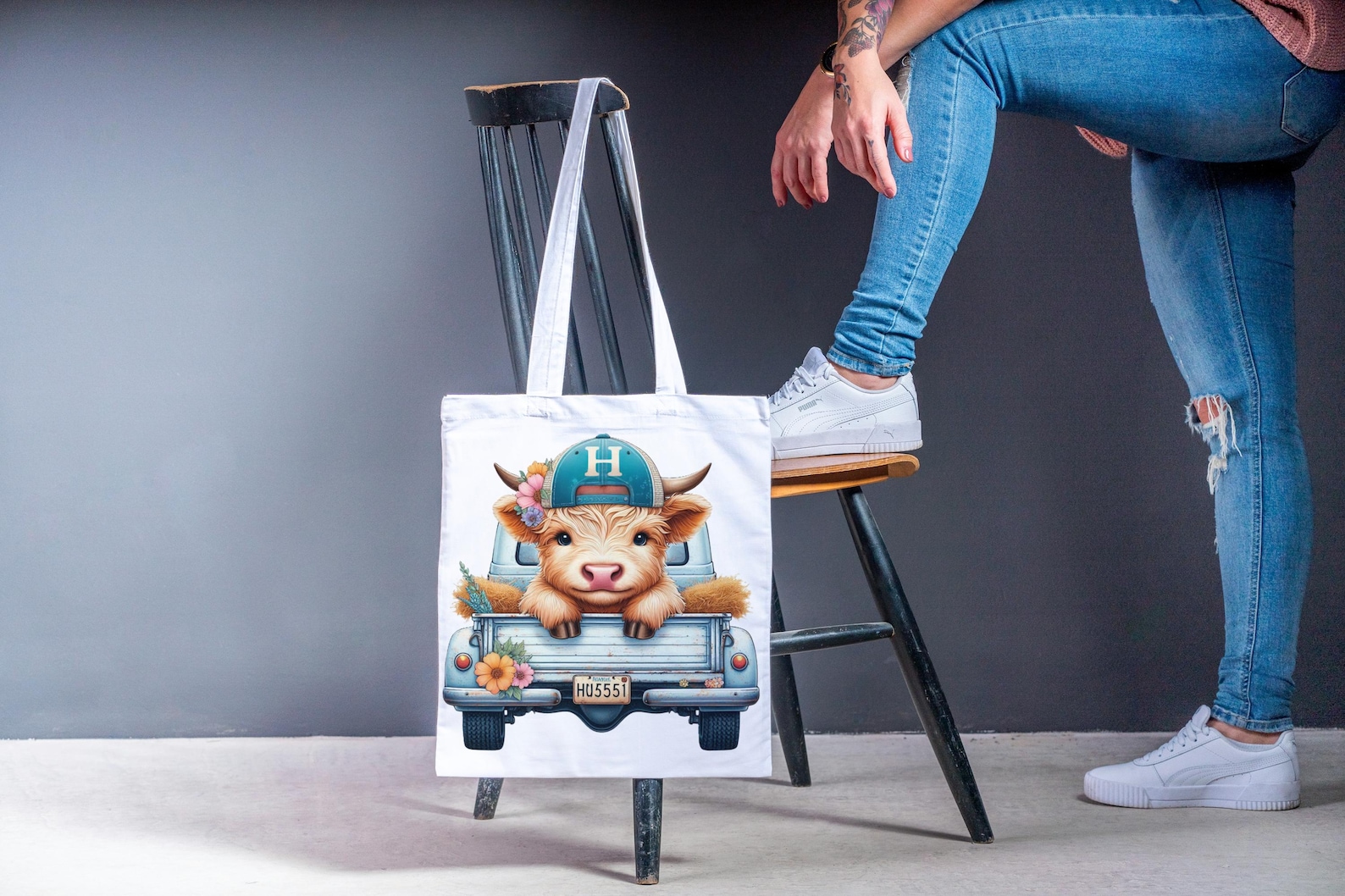 Highland Cow With Blue Baseball Cap Turned Backwards - Etsy