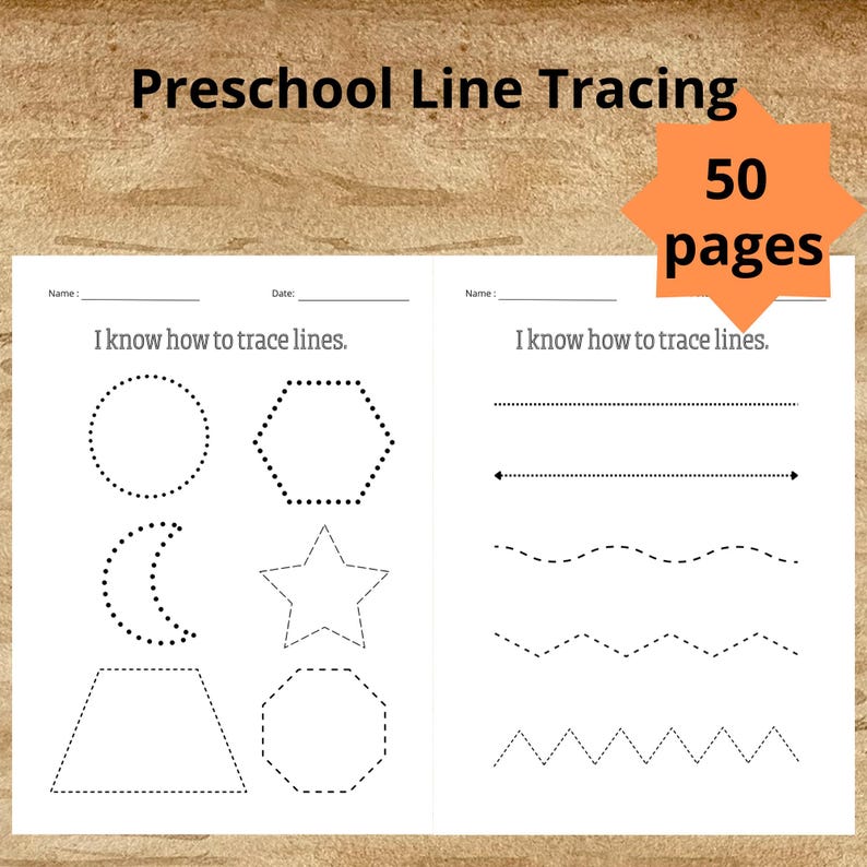 50 Preschool Line Tracing Worksheets, Homeschool Busy Book, Trace Lines ...