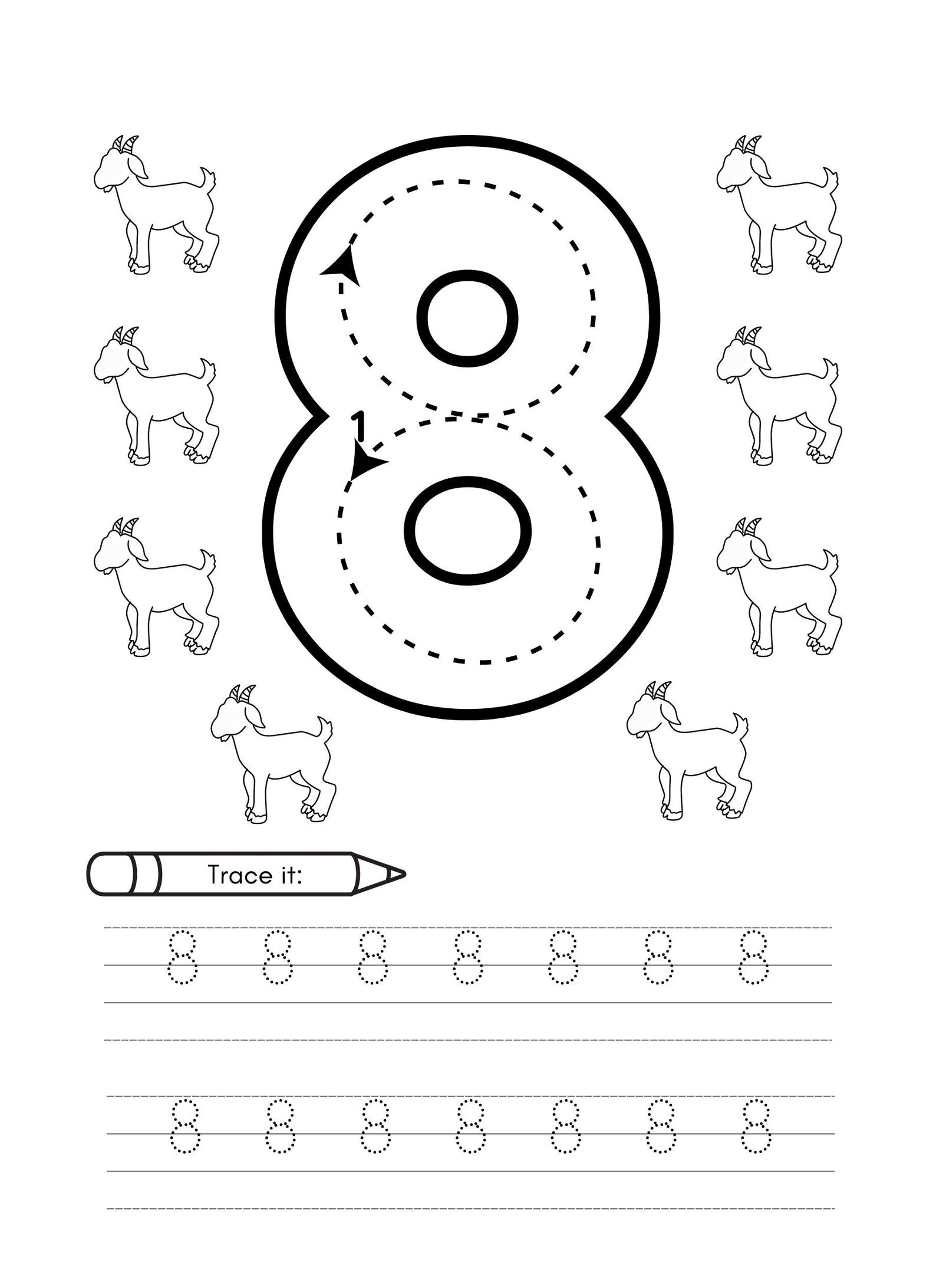 20 Number Tracing Worksheets With Cover, Preschool Worksheets, 0-20 ...