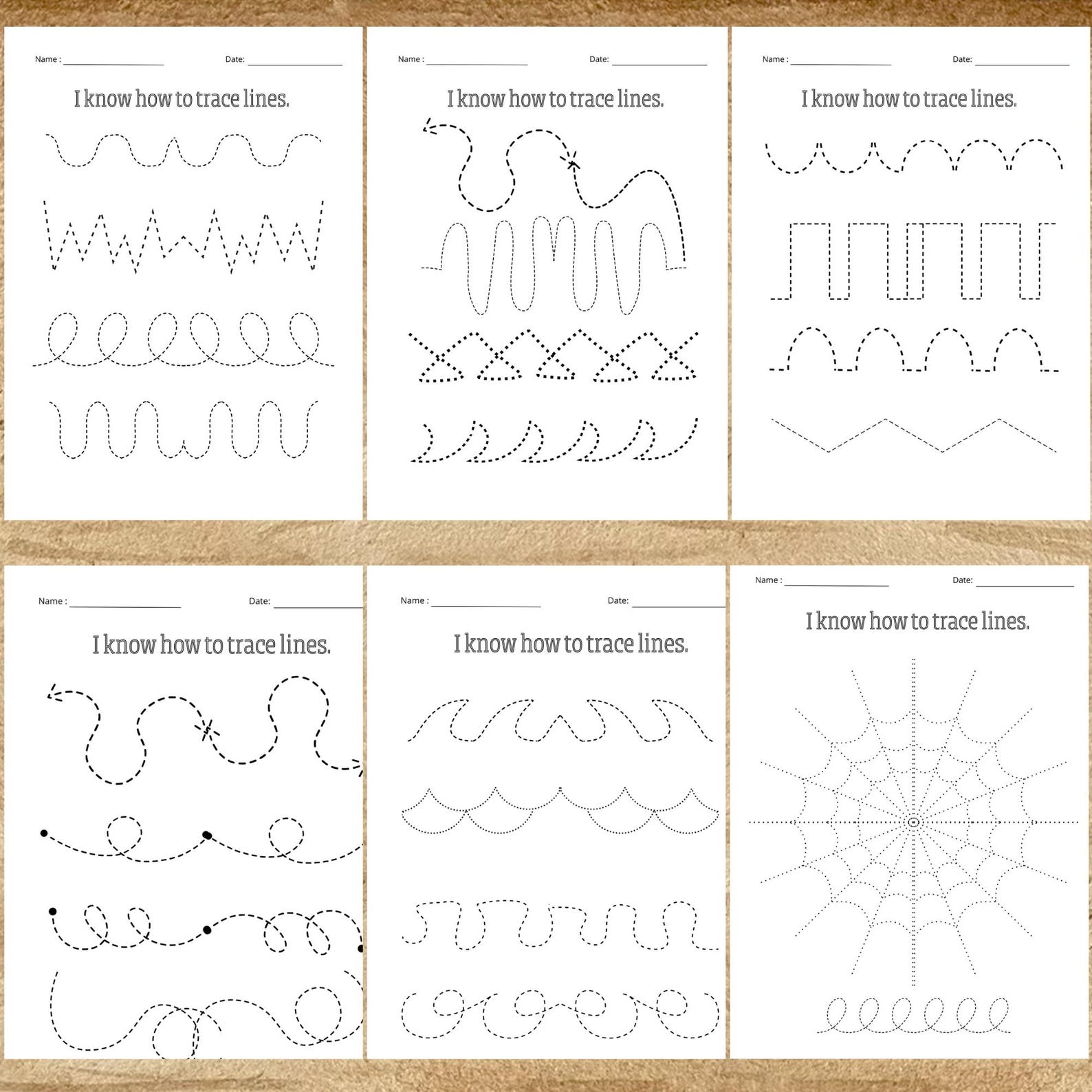 50 Preschool Line Tracing Worksheets, Homeschool Busy Book, Trace Lines ...