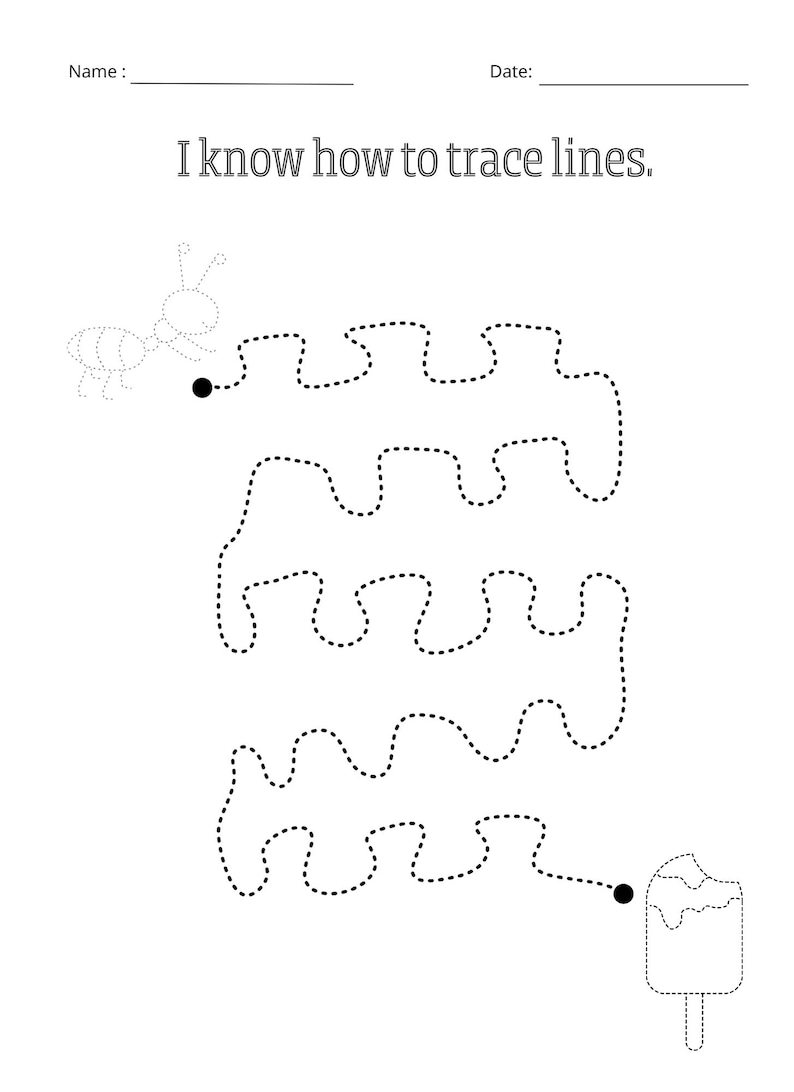 50 Preschool Line Tracing Worksheets, Homeschool Busy Book, Trace Lines ...