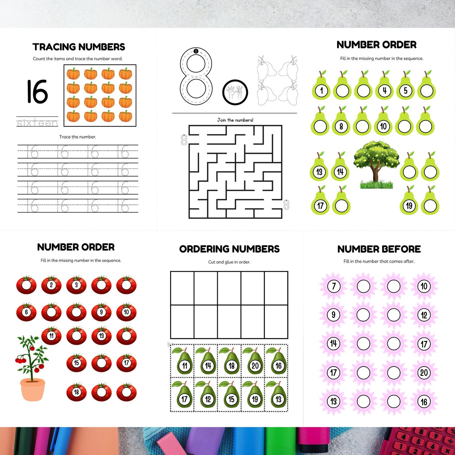 Preschool + Kindergarten Numbers Worksheet | +65 Pages | Printable ...