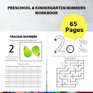 Preschool + Kindergarten Numbers Worksheet | +65 Pages | Printable ...