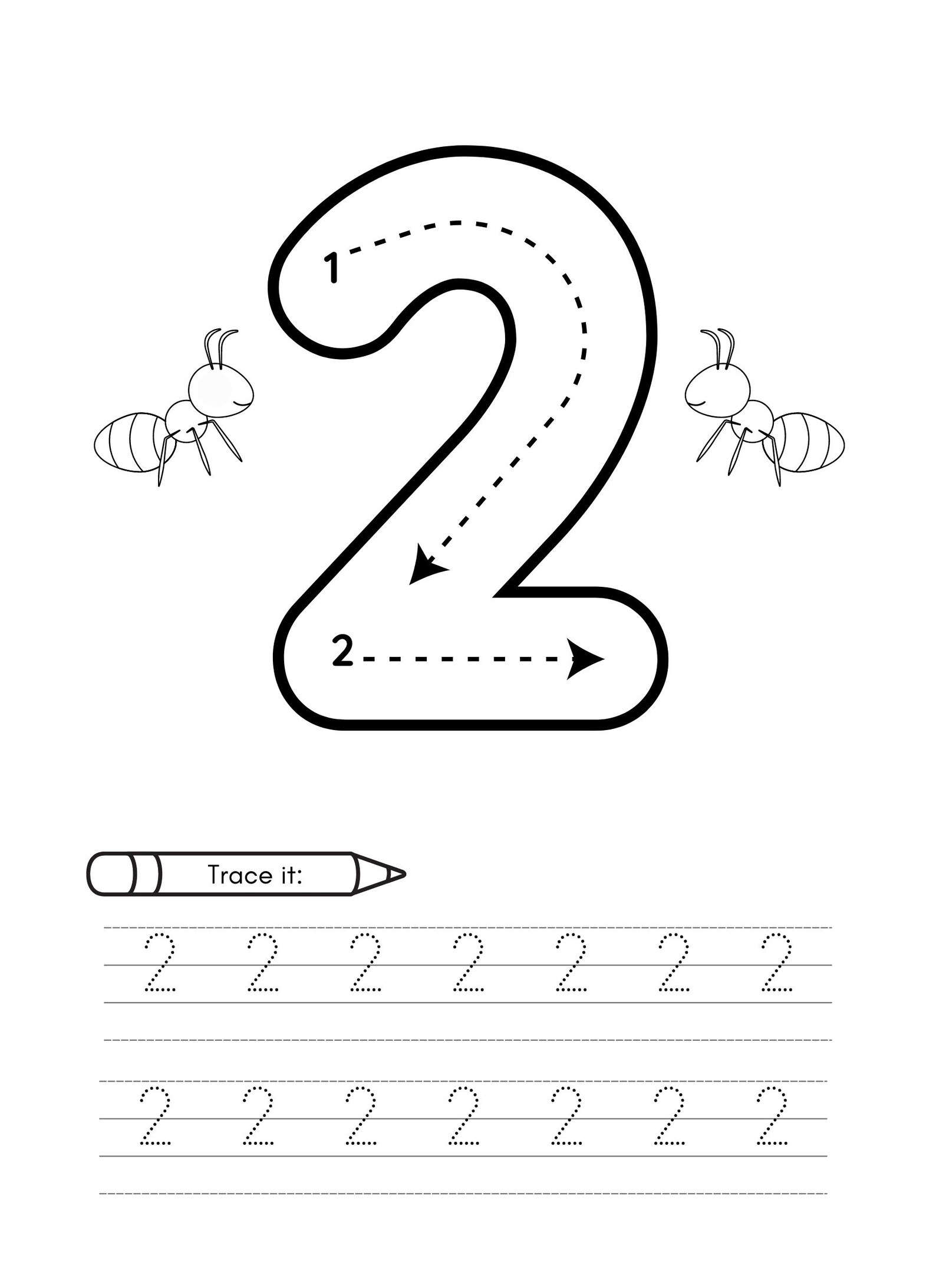 20 Number Tracing Worksheets With Cover, Preschool Worksheets, 0-20 ...