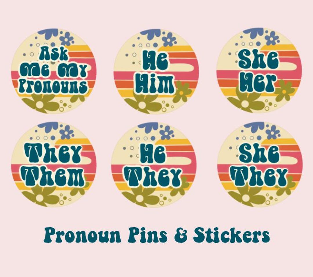 Vintage Themed Pronoun Pins - Etsy