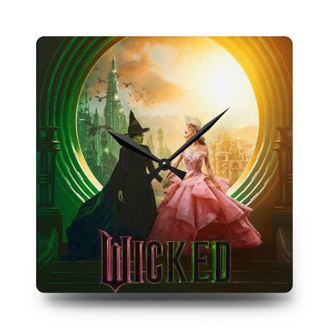 Wicked, Elphaba and Glinda Acrylic Wall Clock, Wizard of Oz Movie Fans ...