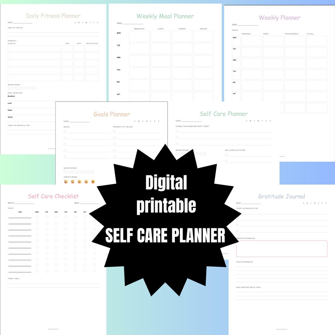 Self Care Planner: Daily & Weekly Wellness Pages (A4 Digital Download ...