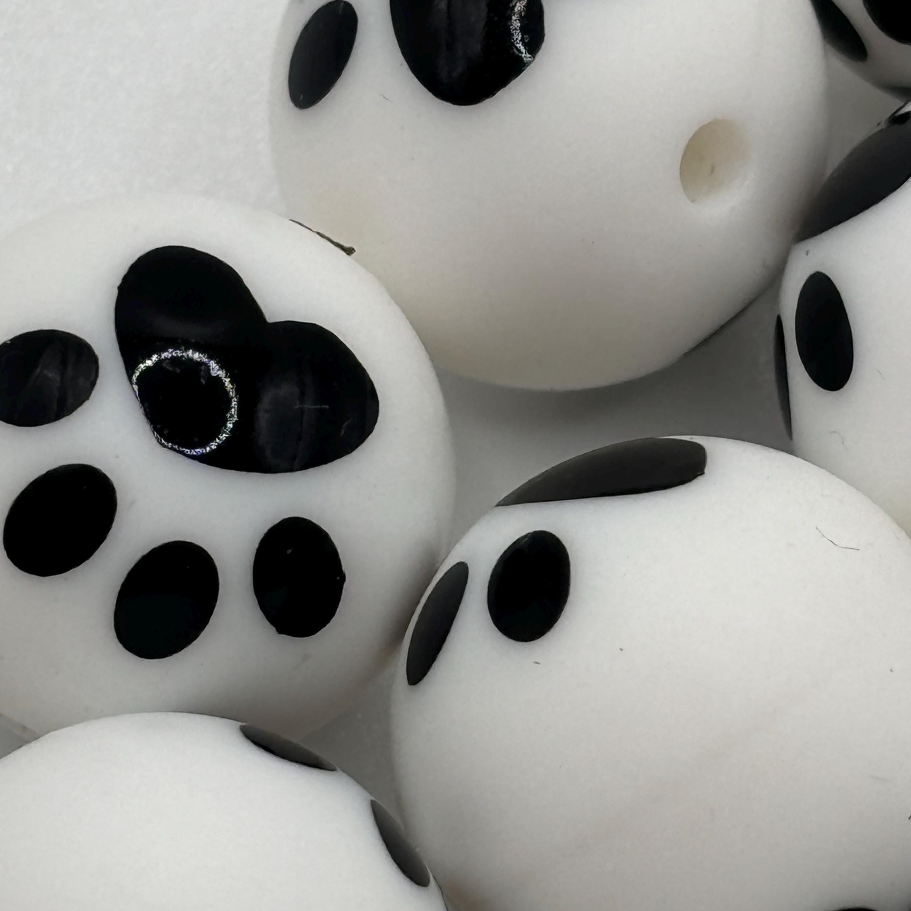 15mm Dog Paw Print Beads, Paw Print Silicone Beads, Dog Paw Print Bead ...