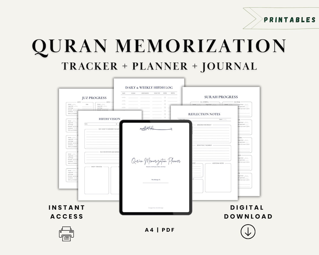 Qur'an Memorization Planner | Quran Journal | Hifdh and Hifz Tracker ...