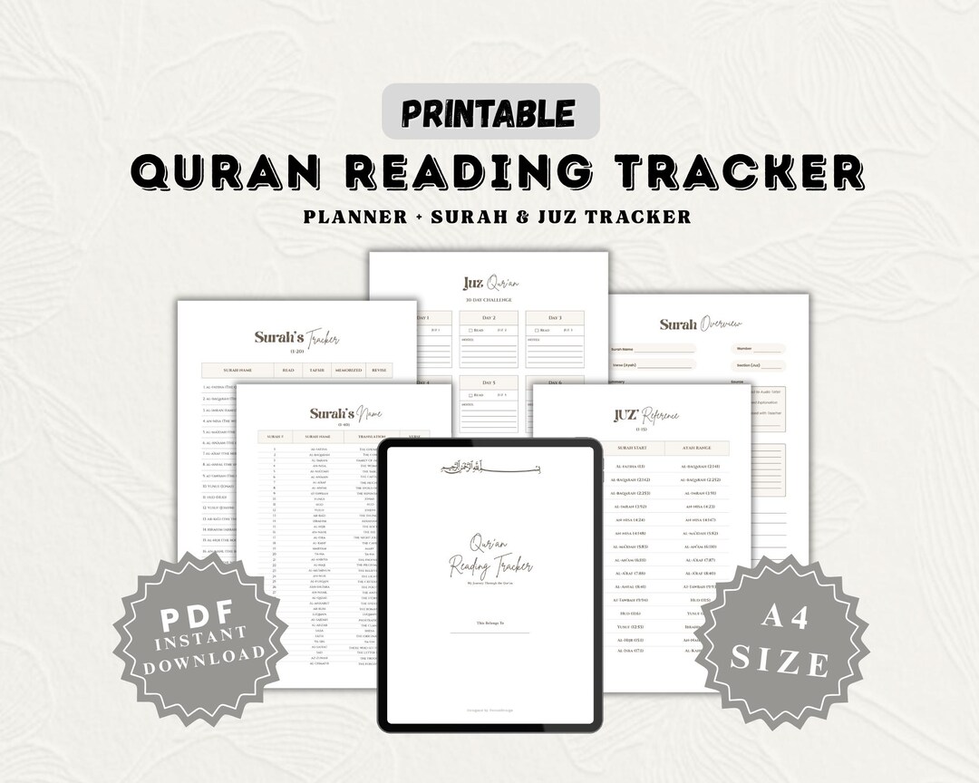 Guide de lecture du Coran PDF imprimable | Journal et agenda Hifdh ...