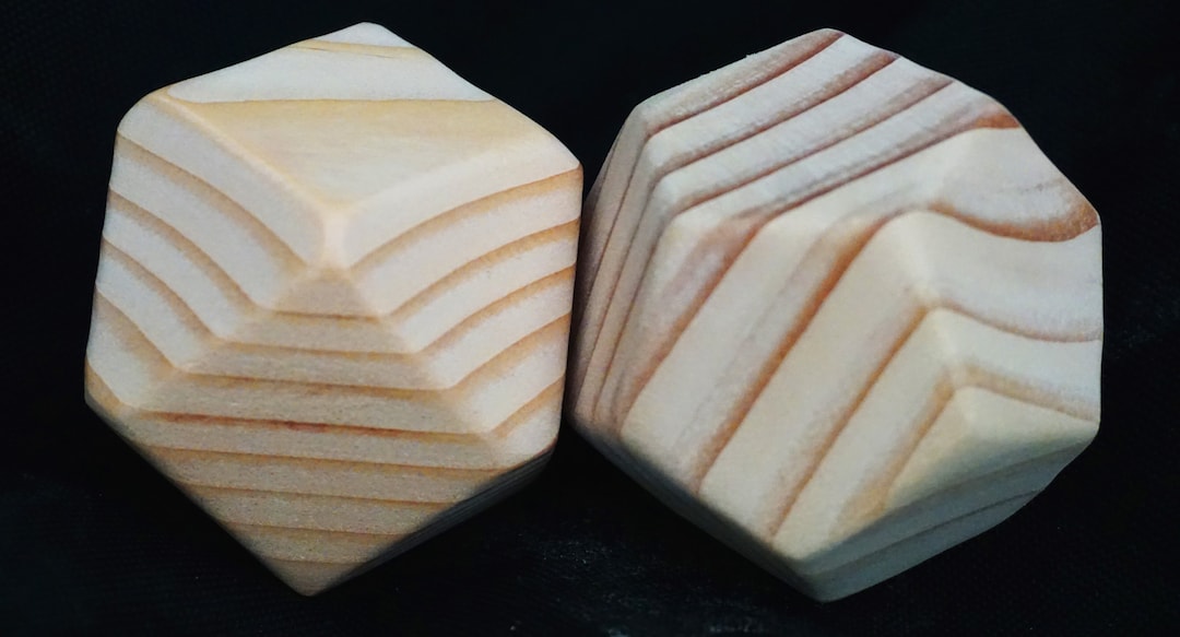 Medium 14 Sided Tetradecagon and a 12 Sided Dodecagon Wooden Blank Die ...