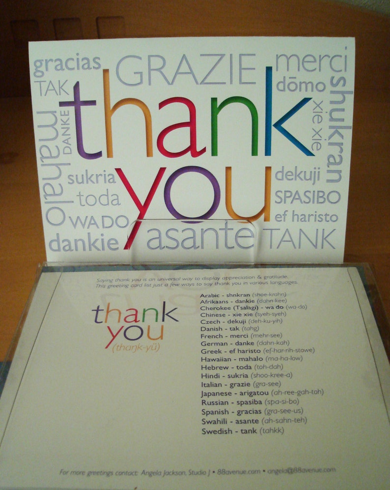 Thank You - Greeting Cards in Different Languages - Etsy