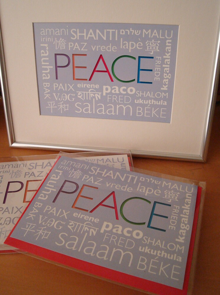 New Years Cards PEACE in Different Languages Greeting Cards 6 Card Set ...