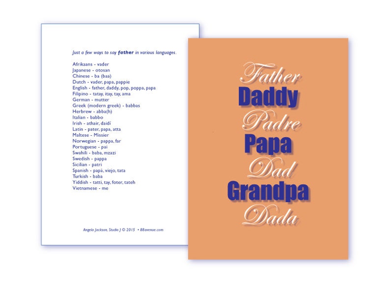 Father's Day Card Father in Different Languages - Etsy