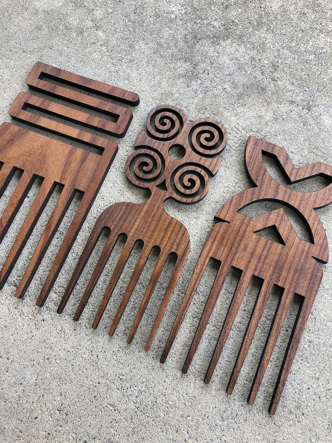Afro Picks - Adinkra Symbol Afro Pick Walnut Wood Combs - Etsy
