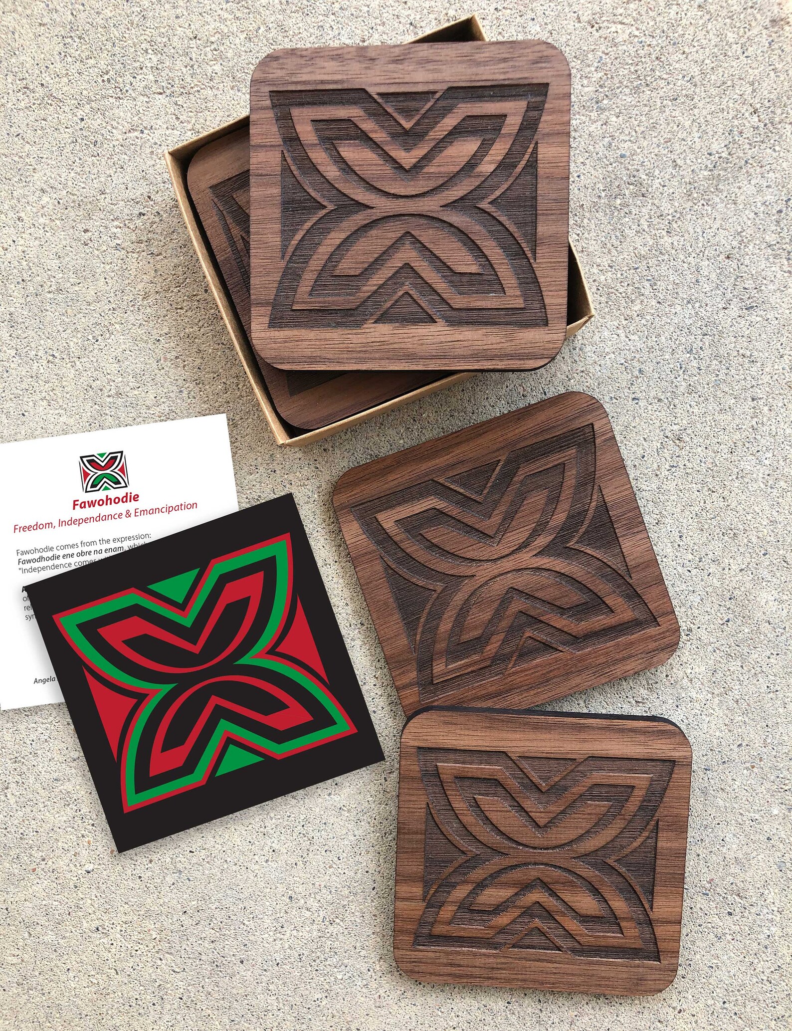 African Adinkra Symbol Wood Coasters Nsaa a Symbol of Excellence ...