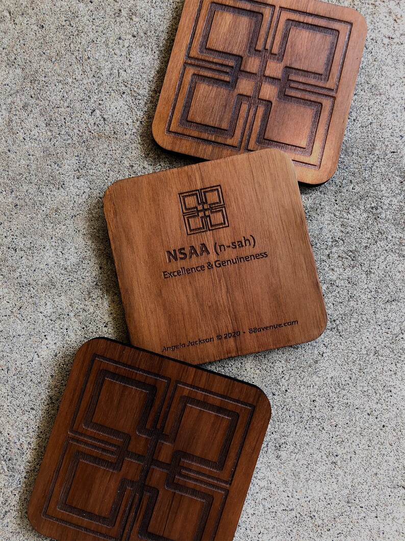 African Adinkra Nsaa Symbol Wood Coasters Size: 4 X 4 X - Etsy