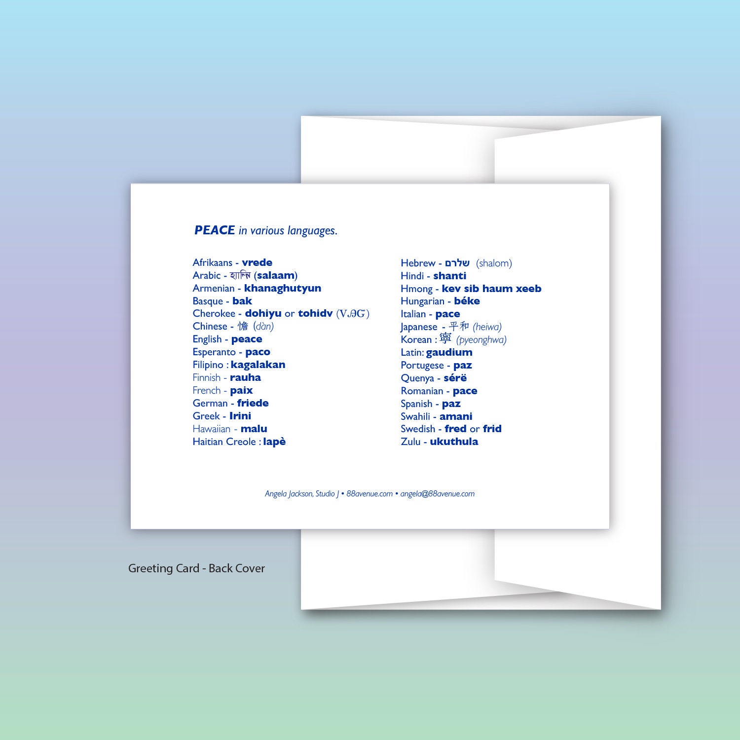 PEACE in Different Languages - Greeting Cards (6 Card Sets ) - Etsy